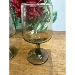 Libbey | Dining | Vintage Amber Pedestal Wine Glasses Libbey Style Mcm ...